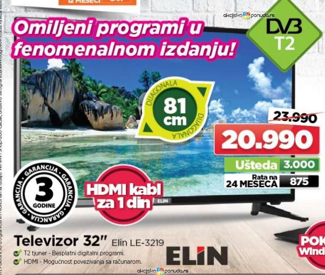 Televizor Elin TV 32 in LED HD Ready, LE-3219, Elin