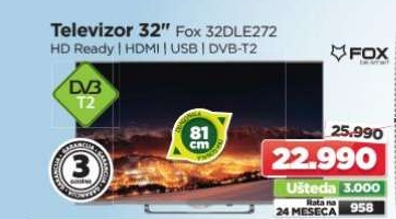 Televozor Fox TV 32 in LED HD Ready, 32DLE272, Fox