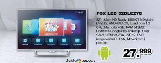 Televizor Fox TV 32 in LED HD Ready, 32DLE278, Fox