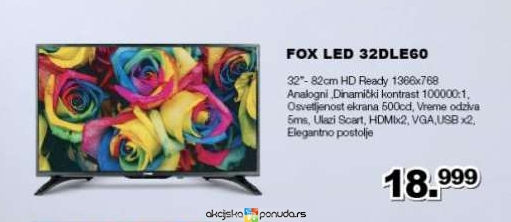 Televizot Fox TV 32 in LED HD Ready, 32DLE60, Fox