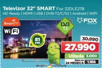 Telvizor Fox TV 32 in Smart LED HD Ready, 32DLE278, Fox