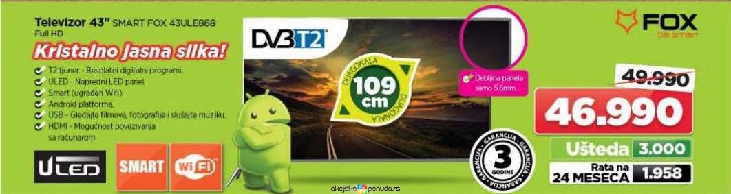 Televizor Fox TV 43 in Smart LED Full HD, 43ULE868, Fox