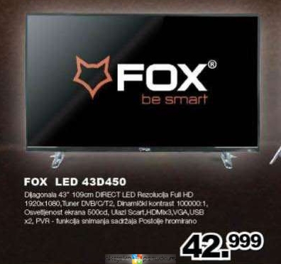 Televizor Fox TV 43 in LED Full HD, 43D450, Fox