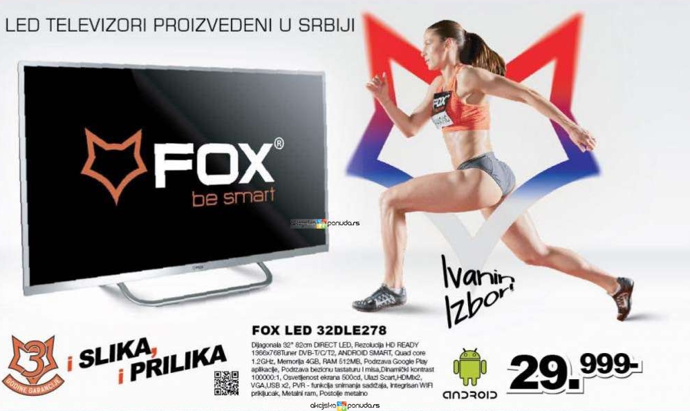 Televizor Fox TV 32 in Smart LED HD Ready, 32DLE278, Fox