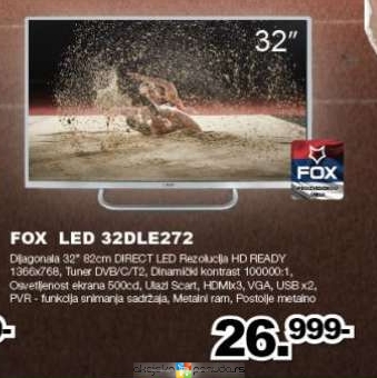 Televizor Fox TV 32 in LED HD Ready, 32DL272, Fox