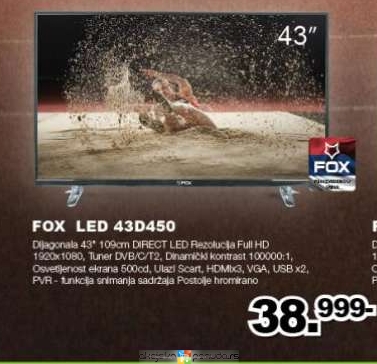 Televizor Fox TV 43 in LED Full HD, 43D450, Fox