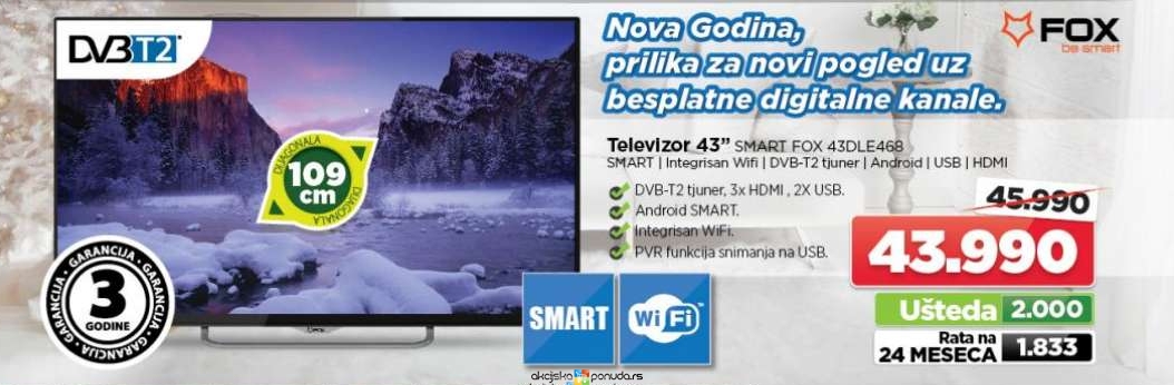 Televizor TV 43 in Smart LED Full HD android, 43DLE468, Fox