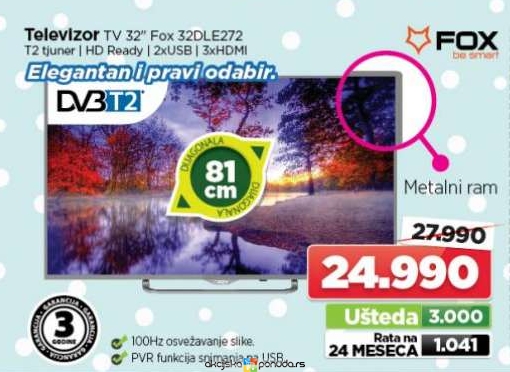 Televizor Fox TV 32 in LED HD Ready, 32DLE272, Fox