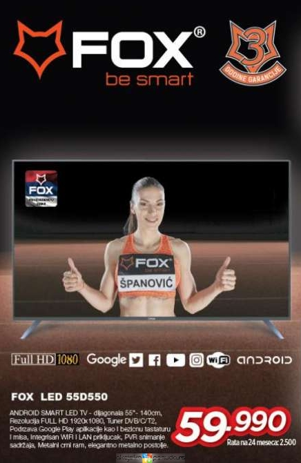 Televizor Fox TV 55 in Smart LED Full HD androidtv, Fox