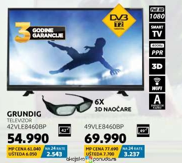 Grundig TV 42 in 3D Smart LED Full HD 42VLE8460BP, Grundig