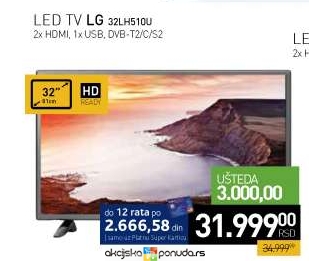 Televizor LG 32 in LED HD Ready, TV 32LH510U, LG