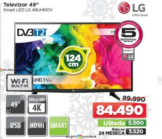 Televozor LG TV 49 in Smart LED 4K UHD, LG 49UH610V, LG