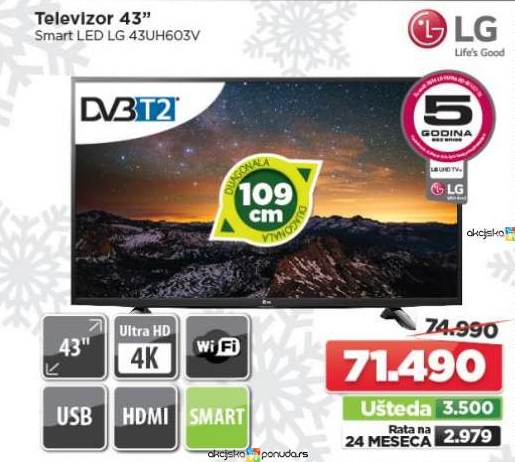 Televizor LG TV 43 in Smart LED 4K UHD, LG 43UH603V, LG