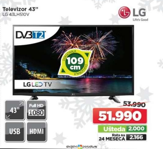 Televizor LG TV 43 in LED Full HD, LG LED 43LH510V, LG