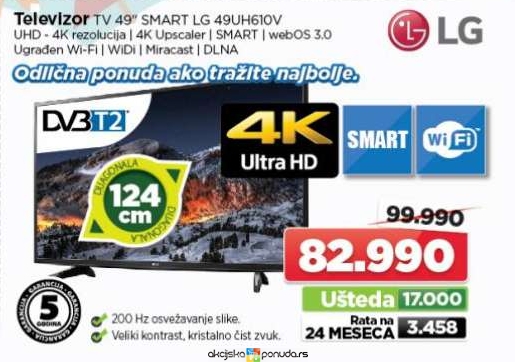 Televizor LG TV 49 in Smart LED 4K UHD, 49UH610V, LG