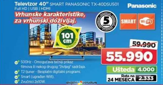 Televizor Panasonic TV 40 in Smart LED Full HD, TX-40DSU501, Panasonic