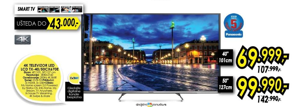 Panasonic TV 40 in 4K Smart LED Ultra HD, Panasonic