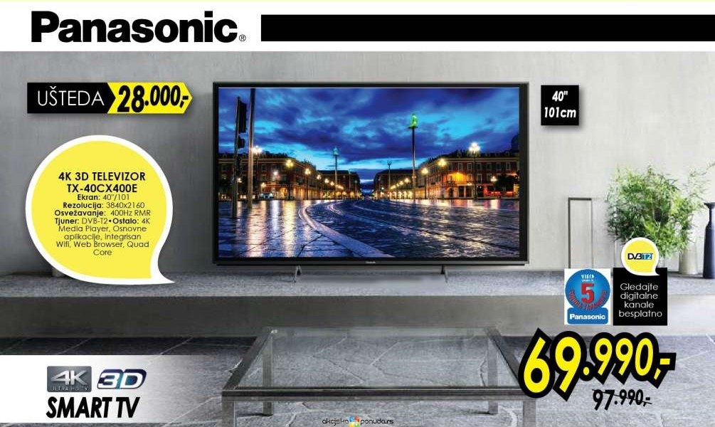 Panasonic TV 40 in 4K 3D Smart LED UHD, Panasonic