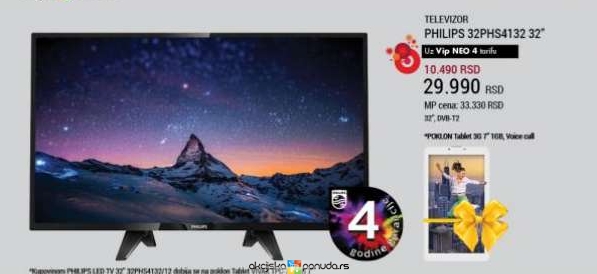 Televizor Philips TV 32 in LED HD Ready, 32PHS4132, plus poklon tablet, Philips