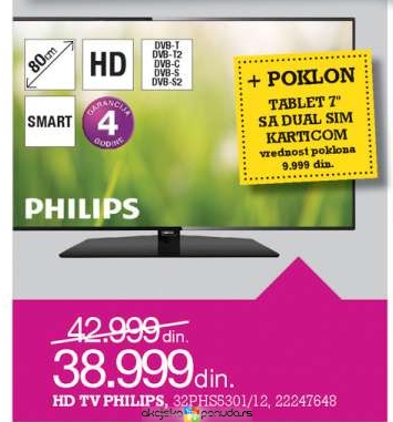 Televizor Philips TV 32 in Smart LED Full HD, 32PFS5301/12, Philips