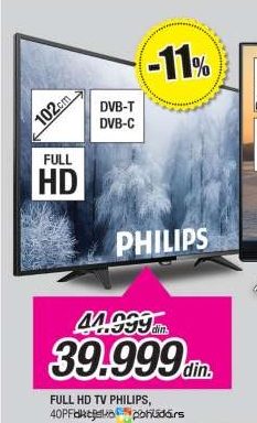 Televizor Philips TV 40 in LED Full HD, 40PFH4101/88, Philips