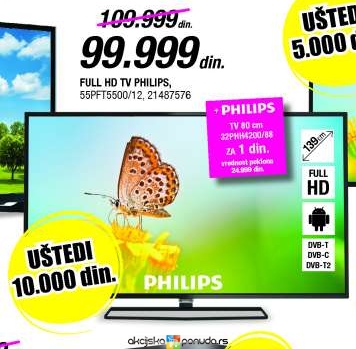 Philips TV 55 in 3D Smart LED Full HD androidtv, Philips