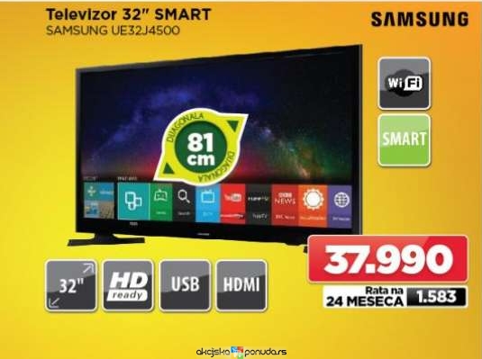 Televizor Samsung TV 32 in Smart LED HD Ready, UE32J4500, Samsung