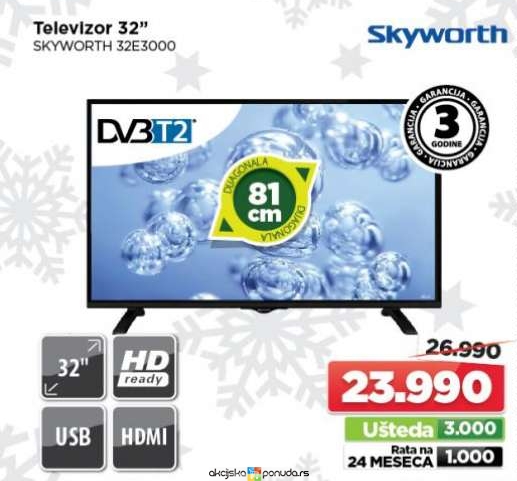 Televizor Skyworth 32 in LED HD Ready, TV 32E3000, Skyworth