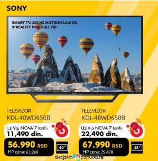 Televizor Sony TV 40 in Smart LED Full HD, KDL-40WD650B, Sony