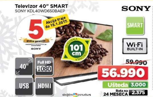 Televizor Sony TV 40 in Smart LED Full HD, Sony