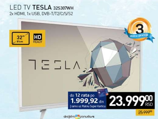 Televizor Tesla TV 32 in LED HD Ready, 32s307WH, Tesla