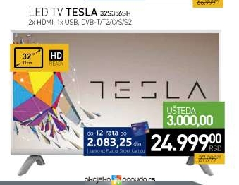 Televizor Tesla 32 in LED HD Ready, TV 32S356SH, Tesla