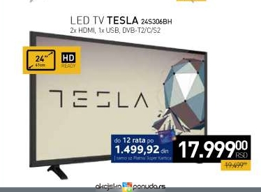 Televizor Tesla 24 in LED HD Ready, TV 24S306HB, Tesla