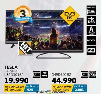 Tesla TV 32 in LED HD Ready K32D301B2, Tesla