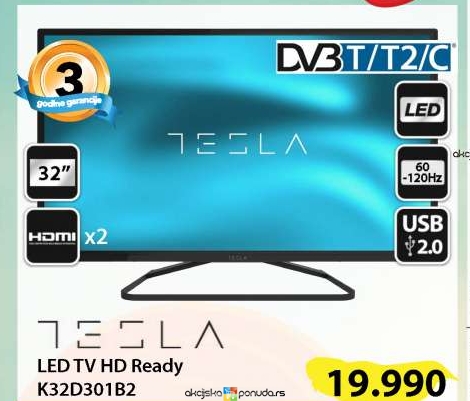 Tesla TV 32 in LED HD Ready K32D01B2, Tesla