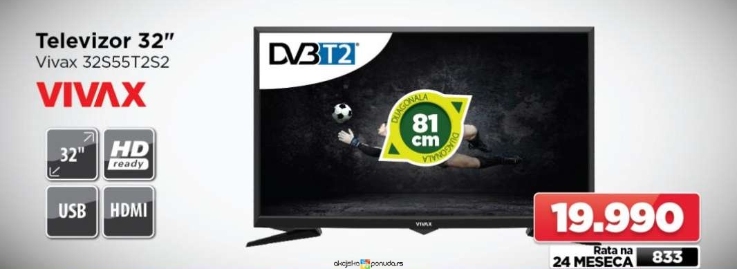 Televiyor Vivax TV 32 in LED HD Ready, 32S55T2S2, Vivax