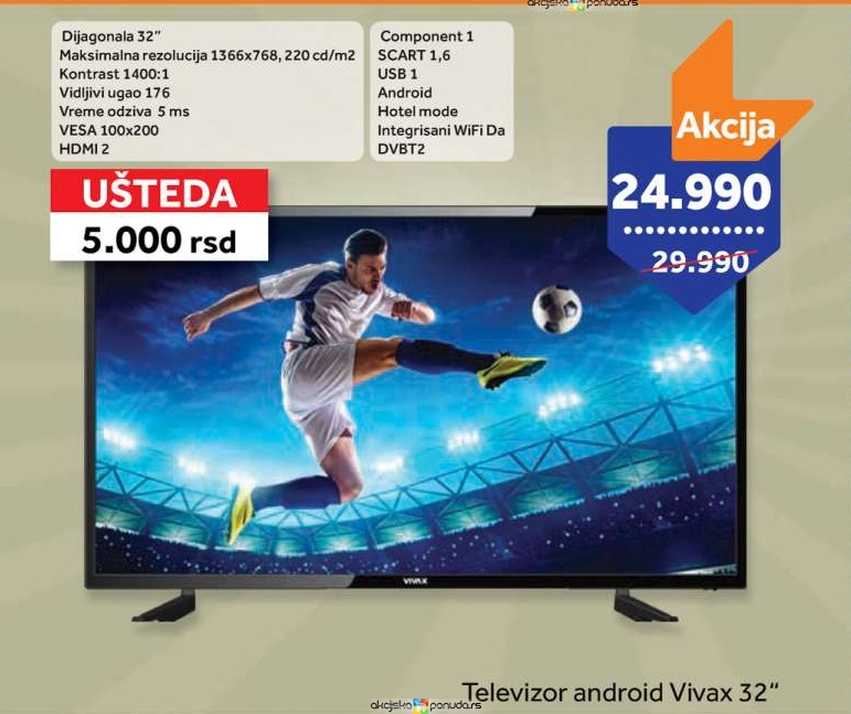 Televizor Vivax TV 32 in Smart LED HD Ready androidtv, Vivax