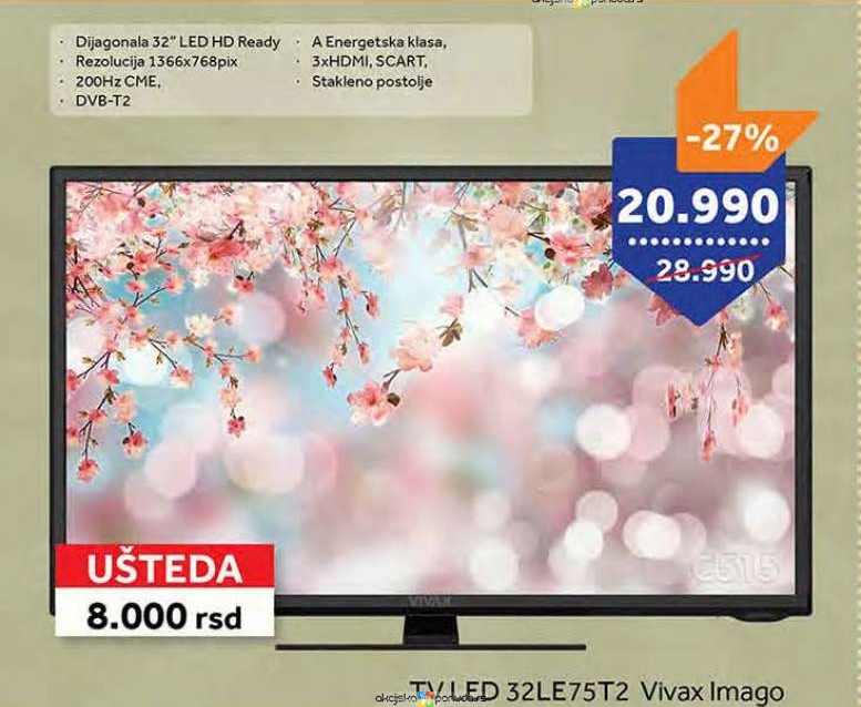 Televizor Vivax TV 32 in LED HD Ready, 32LE75T2, Vivax