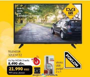 Televizor Vivax TV 32 in LED HD Ready, 32LE91T2, Vivax