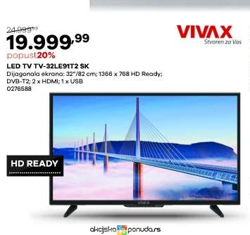 Televizor Vivax 32 in LED HD Ready, TV-32LE91T2 SK, Vivax