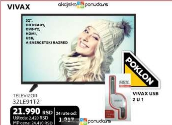 Televizor Vivax TV 32 in LED HD Ready, 32LE91T2, Vivax