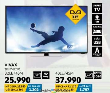 Vivax TV 40 in Smart LED Full HD androidtv 40LE74SM, Vivax