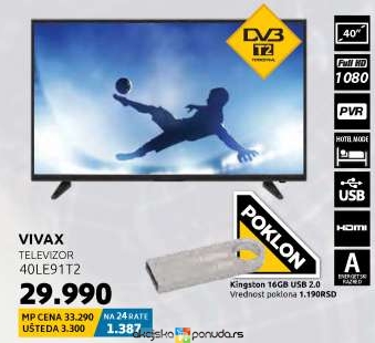 Vivax TV 40 in LED Full HD 40LE91T2, Vivax