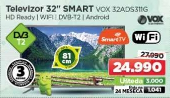 Televizor Vox TV 32 in Smart LED HD Ready, 32ADS311G, Vox