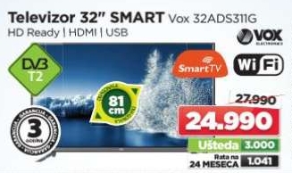 Televizor Vox TV 32 in Smart LED HD Ready, 32ADS311G, Vox