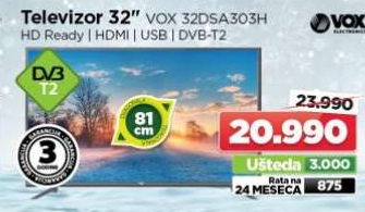 Televizor Vox TV 32 in LED HD Ready, 32DSA303H, Vox