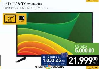 Televizor Vox TV 32 in Smart LED HD Ready, 32DSM470B, Vox