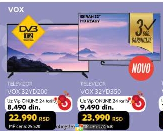 Televiyor Vox TV 32 in LED HD Ready, 32ZD200, Vox