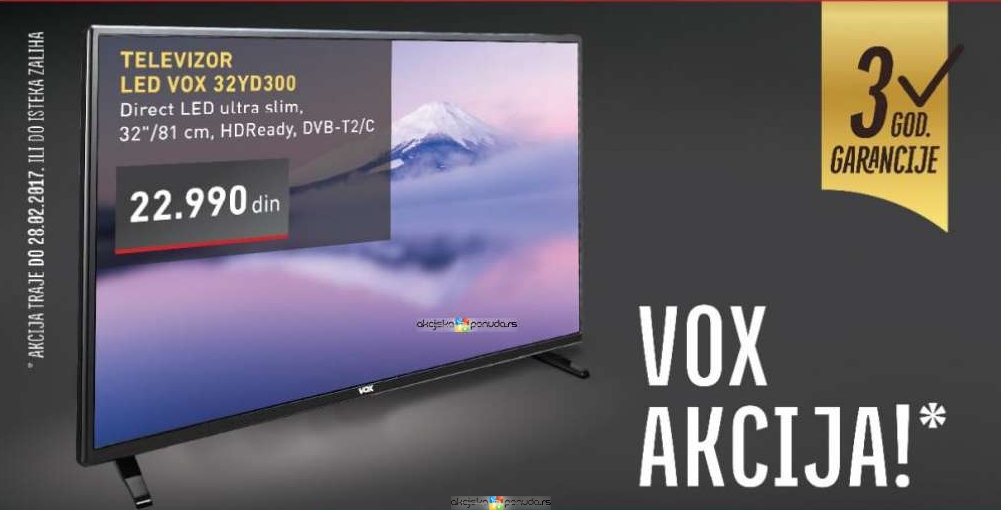 Televizor Vox 32 in LED HD Ready, TV 32YD300, Vox