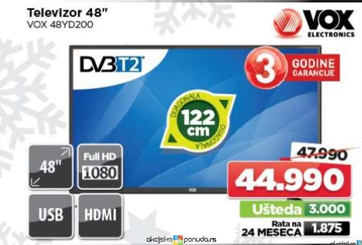 Televizor Vox TV 48 in LED Full HD, 48YD200, Vox